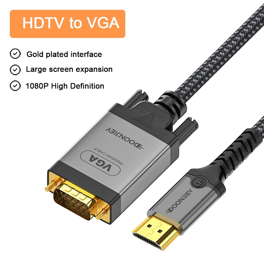DOONJIEY 6FT HD 1080P High Speed Public HDTV to VGA Cable Connector ...