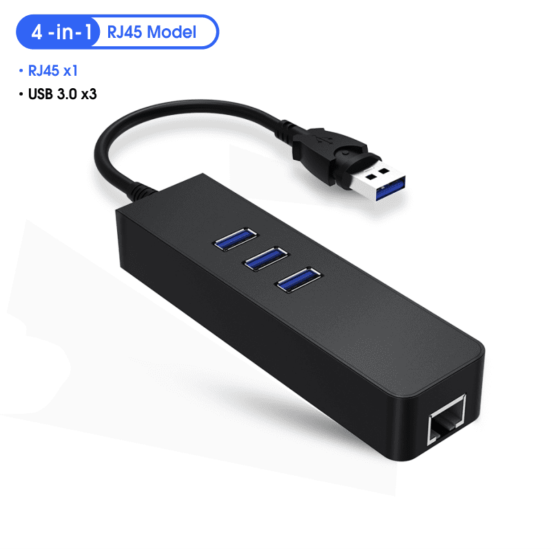 DOONJIEY ABS USB Hub Multiport USB 3.0 Hub Extender 1000Mbps RJ45 ...