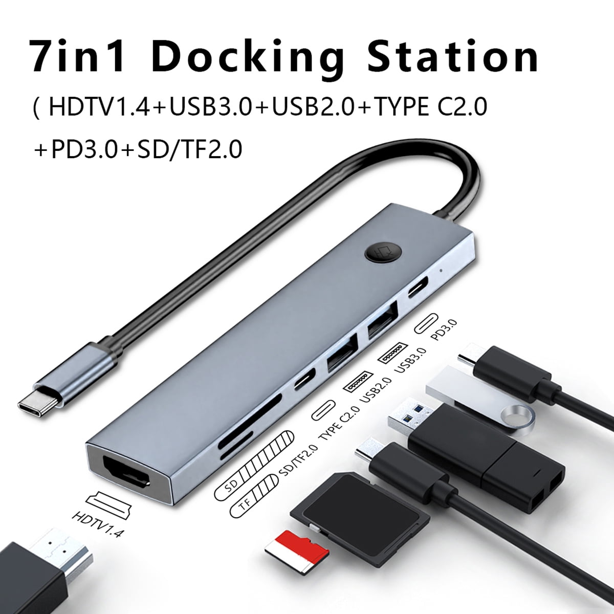 DOONJIEY USB-C Laptop Docking Station 7 in 1 USB C to HDTV Splitter ...