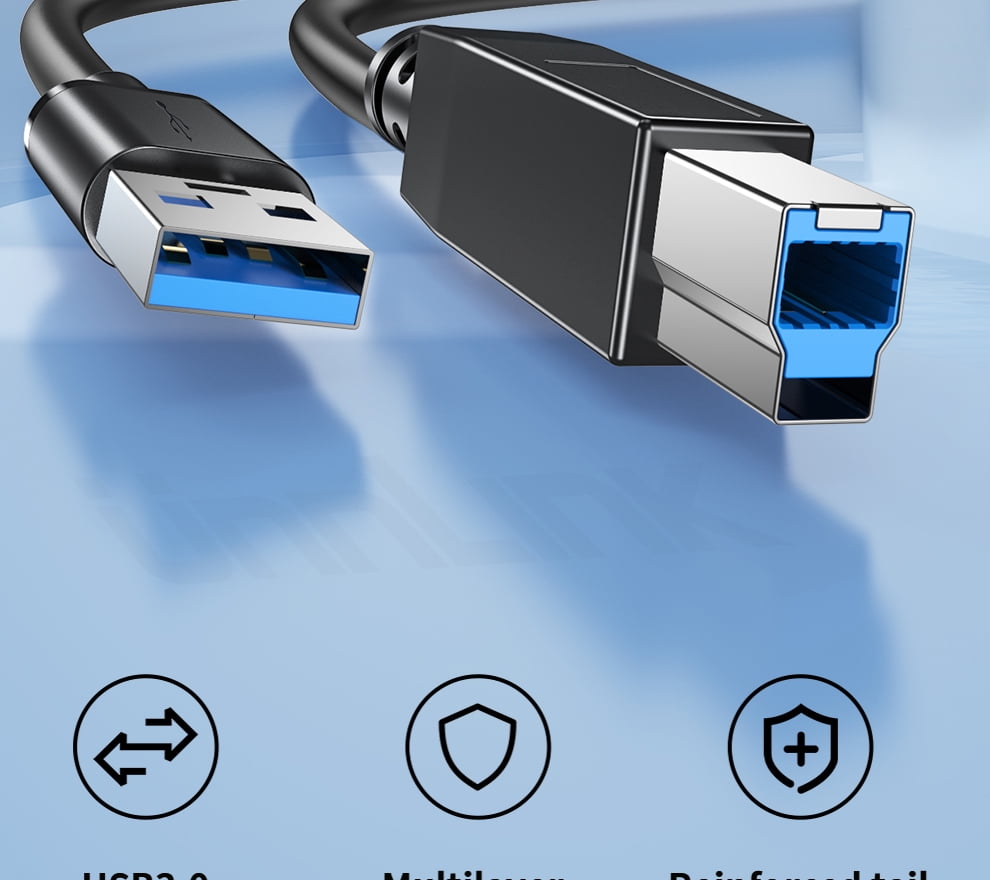 DOONJIEY USB Printer Cable USB 3.0 Type A Male to B Male Cable for PC to Scanner Printer Cord ...