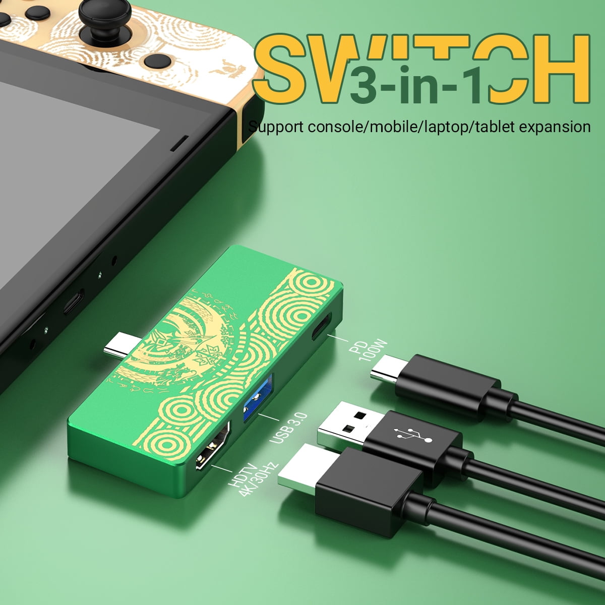 DOONJIEY3 in 1 USB-C Hub for Nintendo Switch/OLED Multi-function ...