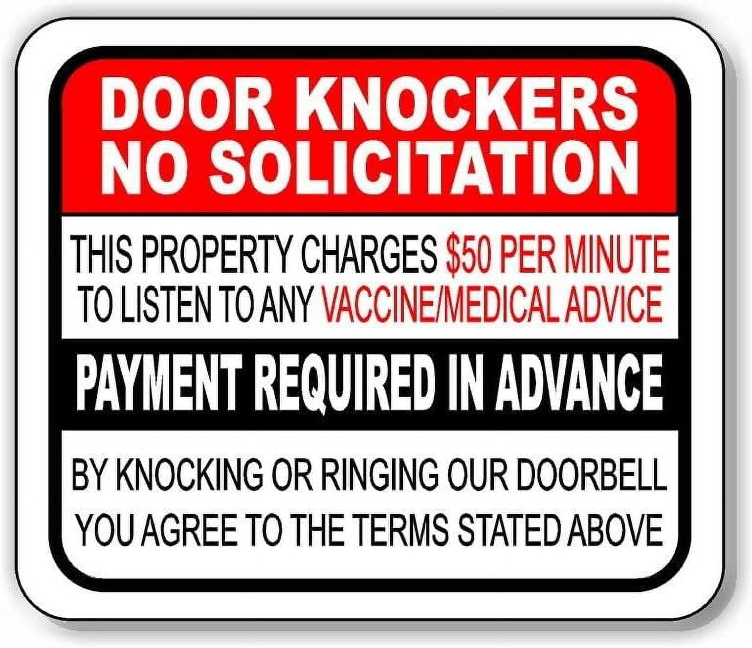 DOOR KNOCKERS NO SOLICITATION Aluminum Composite Sign, 8.5"x10 ...