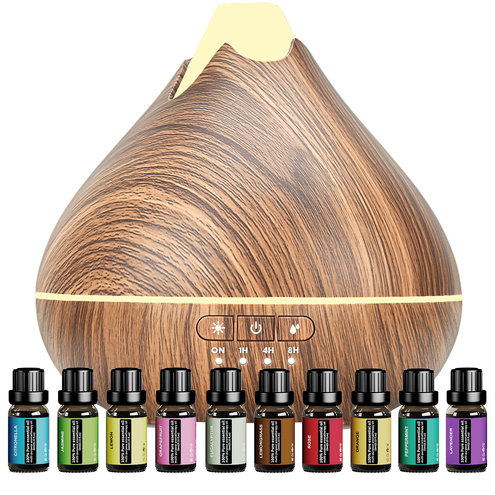 DOOTCC Oil Diffuser, 550ml Essential Oil Diffuser Kits with 10*10ml Essential Oils, Auto shut ...
