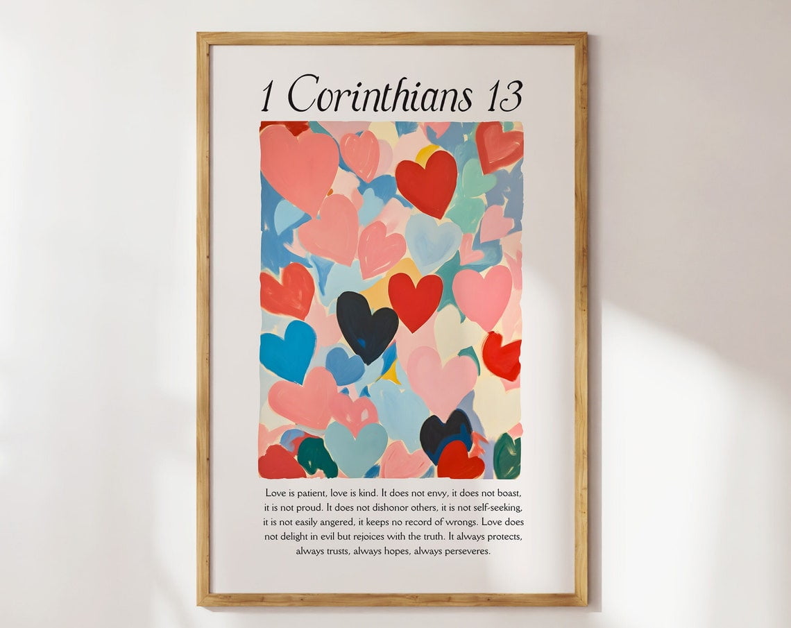 DOPAPRINT 1 Corinthians 13 Valentines Day, Christian Wall Art, Red ...
