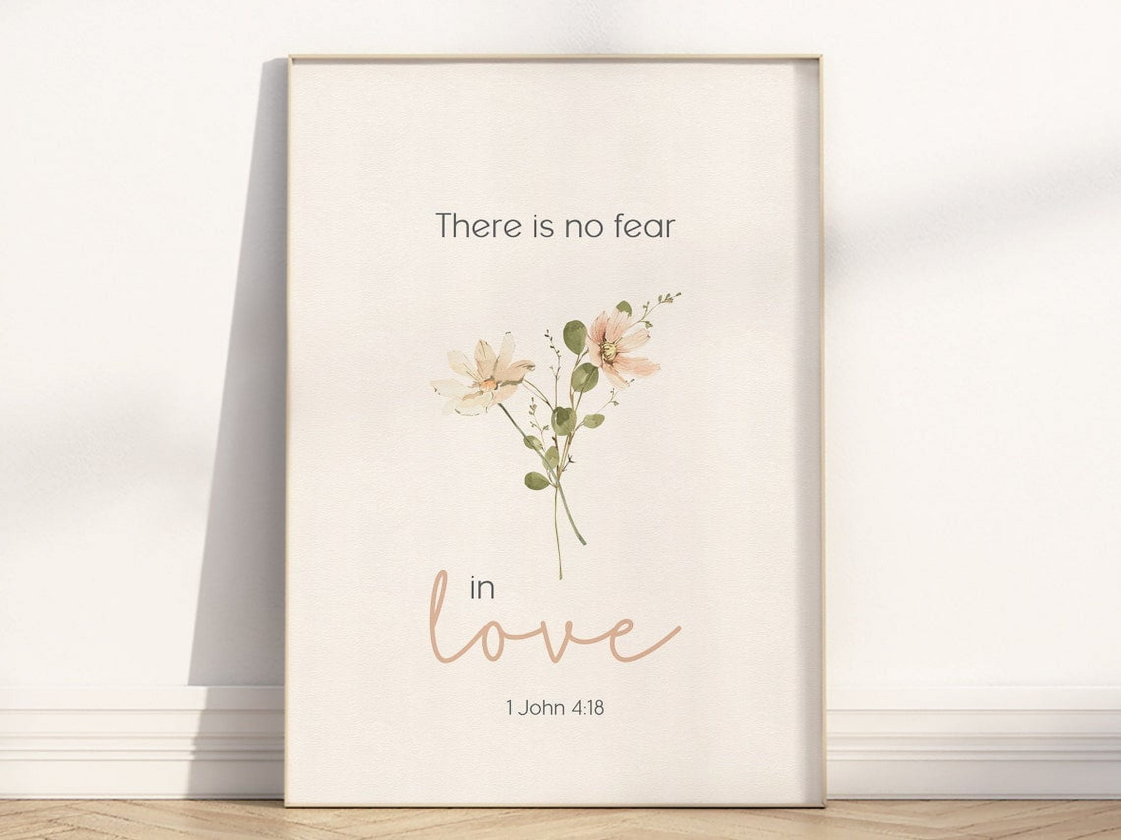 DOPAPRINT 1 John 4:18 There Is No Fear In Love Bible Verse Wall Art ...