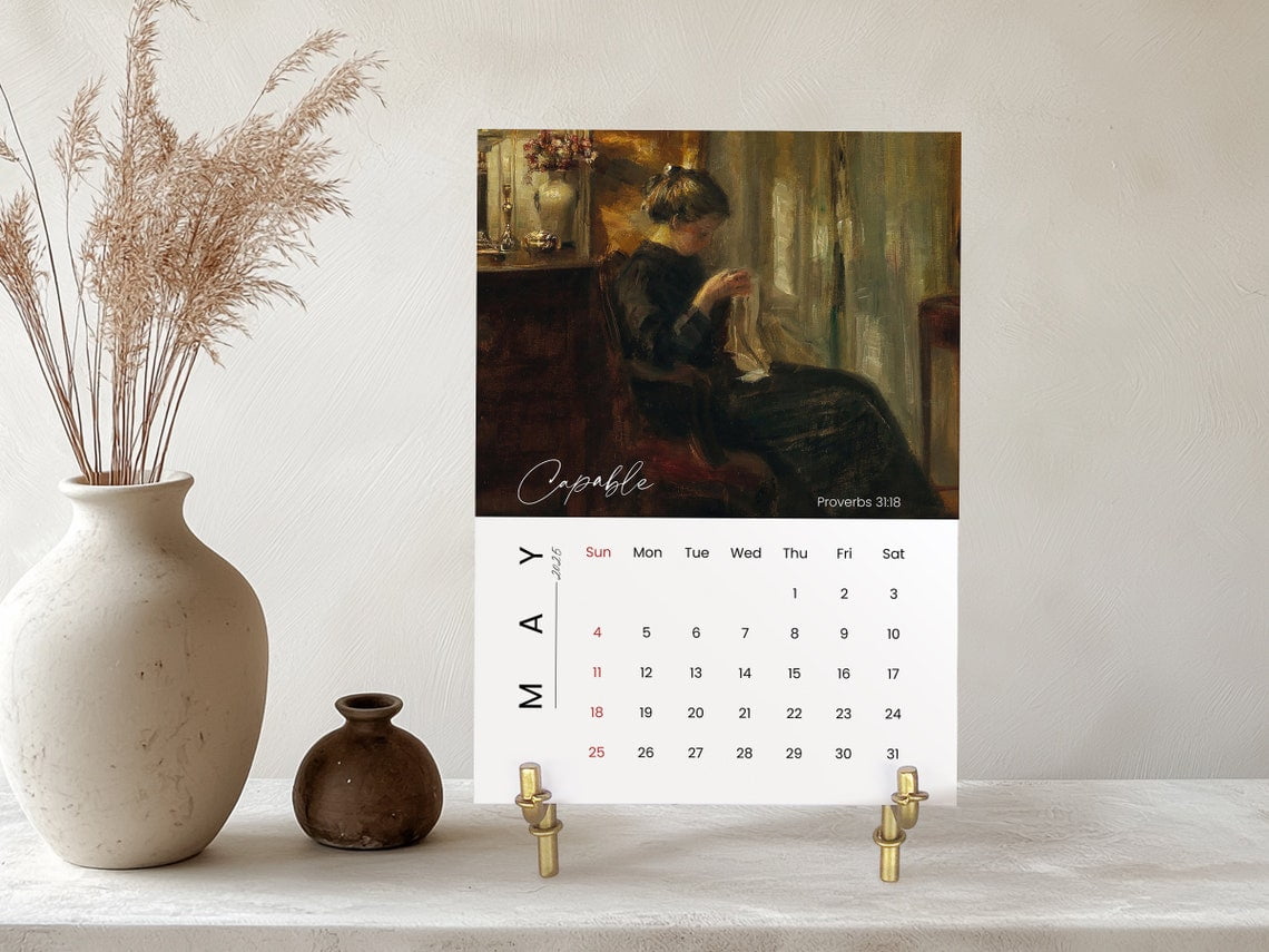 DOPAPRINT 2025 Monthly Bible Verse Calendar - 12 Virtues Of A Proverbs ...