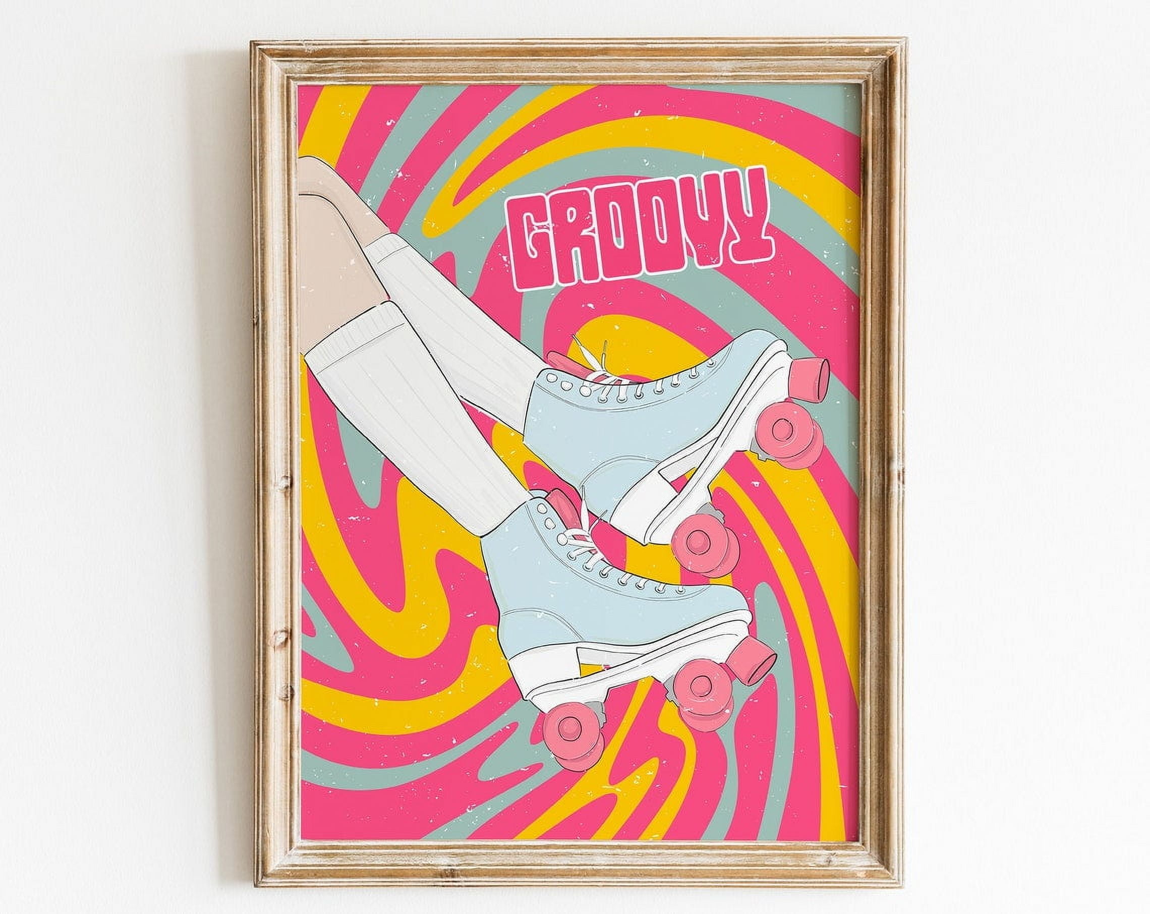 DOPAPRINT 70S Skating Art Print, Groovy Poster, Roller Skate Poster ...