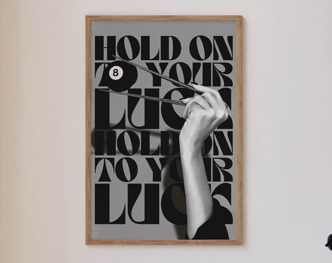 DOPAPRINT 8 Ball Retro Poster Lucky You Wall Art Grunge Room Decor ...