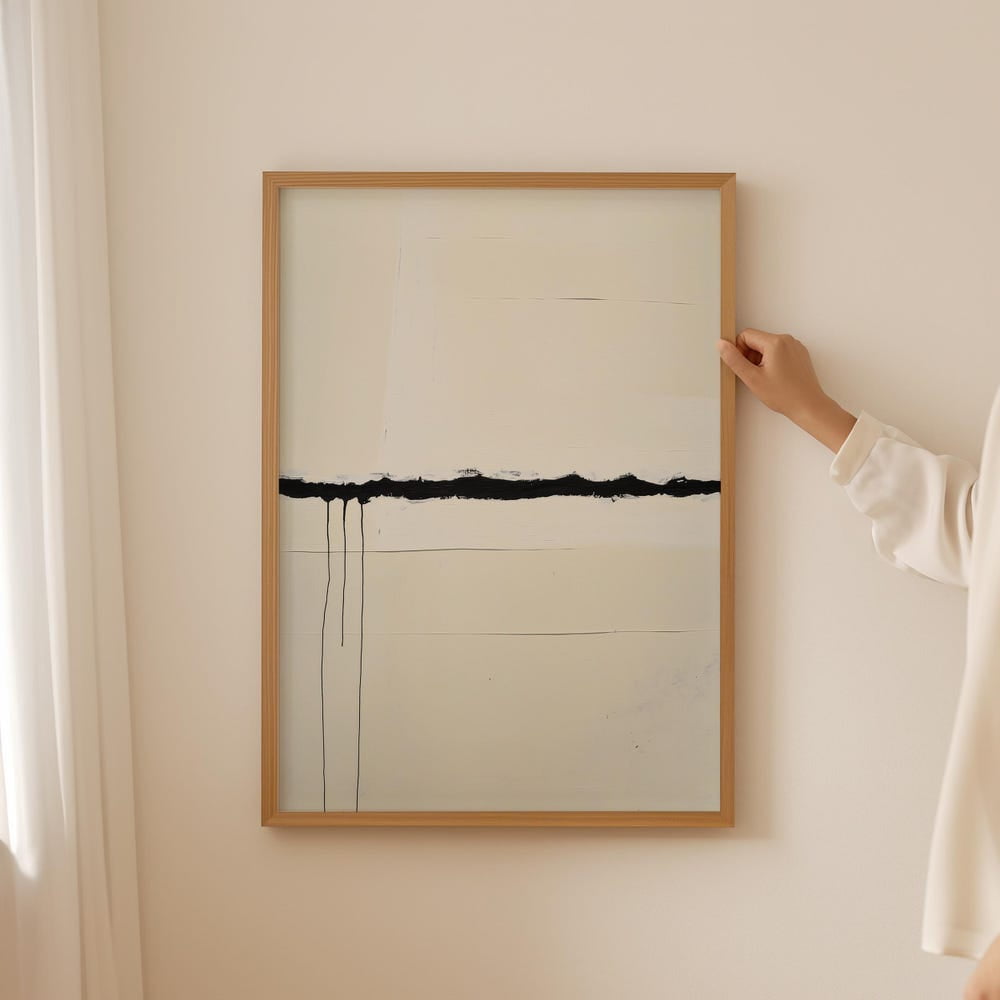 DOPAPRINT Abstract black Japandi Art Poster, Neutral Beige Wabi Sabi Print, Large Japanese Wall ...