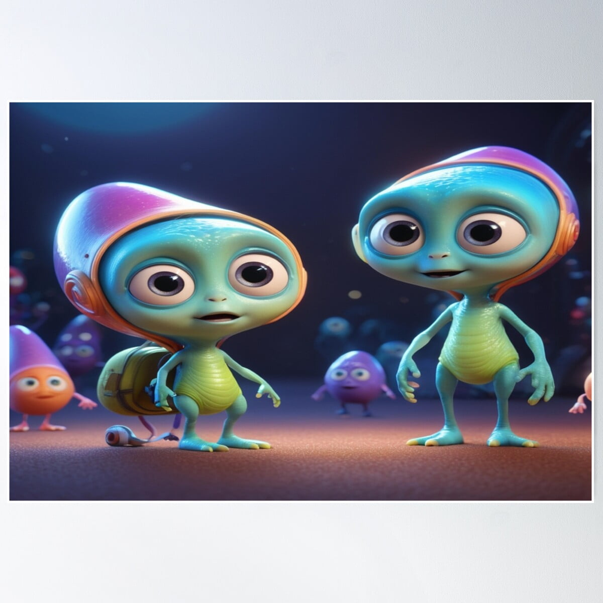 DOPAPRINT Adorable Alien Kids Exploring New World Poster Wall Art ...