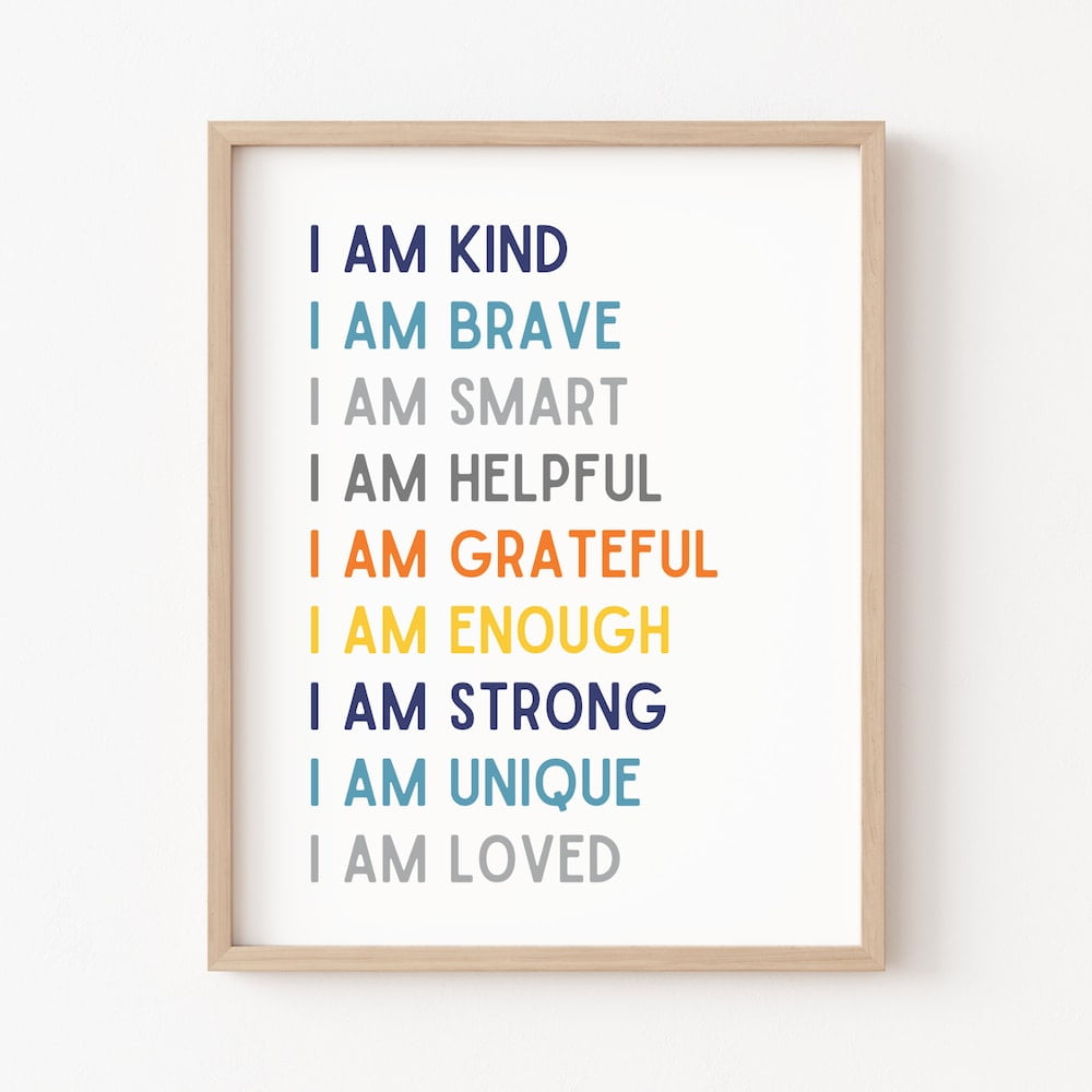 DOPAPRINT Affirmations For Kids, Boys Affirm Print, Blue Orange ...