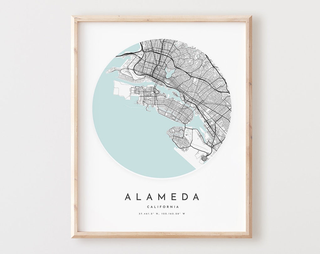DOPAPRINT Alameda Map Print, Alameda Map Poster City Wall Art, Ca Road ...