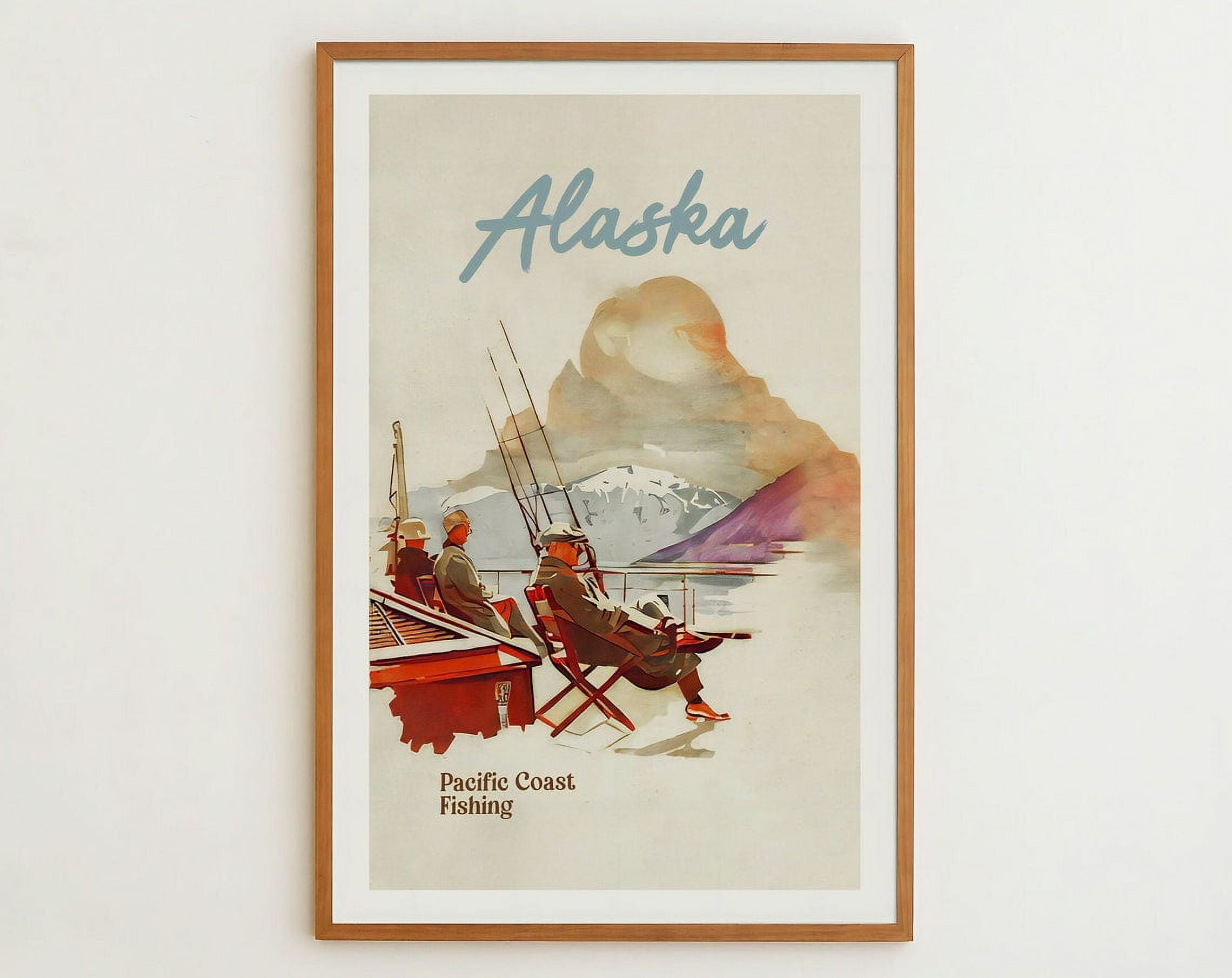 DOPAPRINT Alaska Fishing Print Retro Fishing Art Fishing Wall Art ...