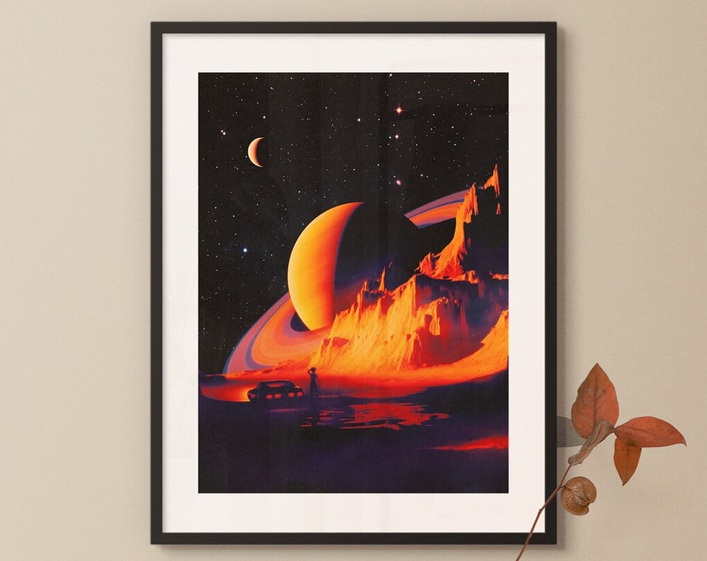 DOPAPRINT Alien Landscape Retro Futurism Collage Art Vintage Sci-Fi Car ...