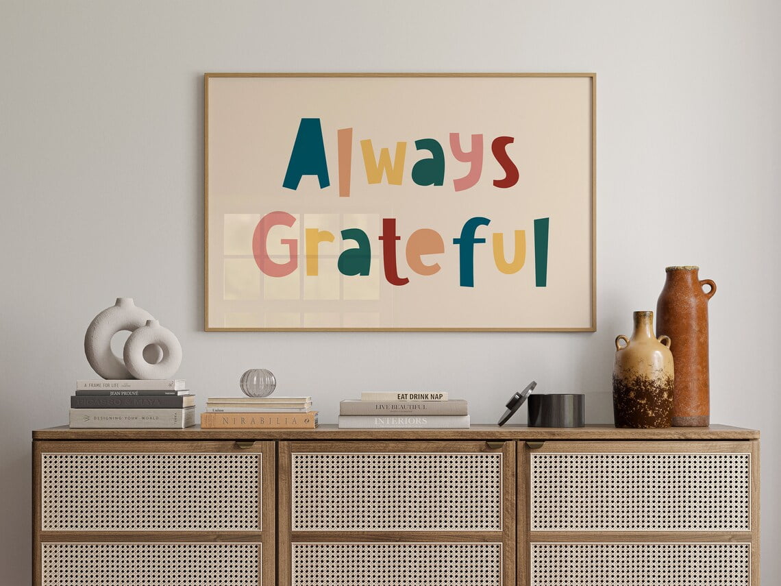 DOPAPRINT Always Grateful Wall Art! Boho, Minimalist Modern Art,Boho ...