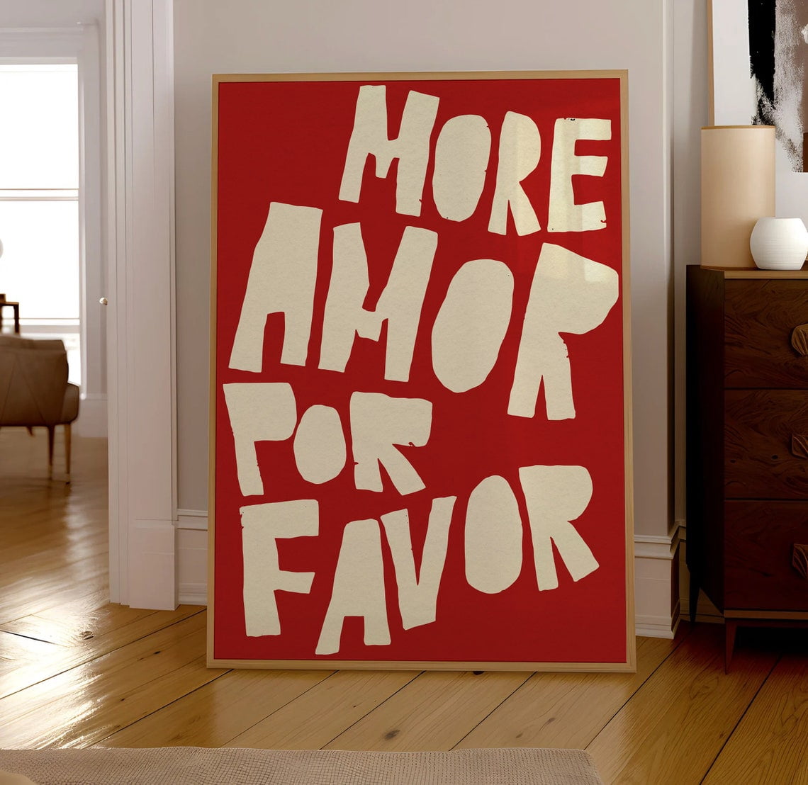 DOPAPRINT More Amor Por Favor Poster- Love Quote Print Red Pink Wall ...