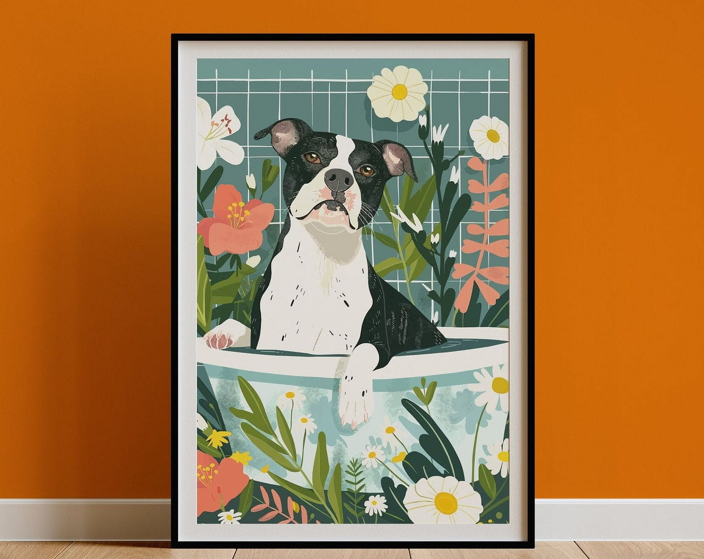 DOPAPRINT Amstaff Wall Art, Jungle Bathtub Tropical Staffy Print ...
