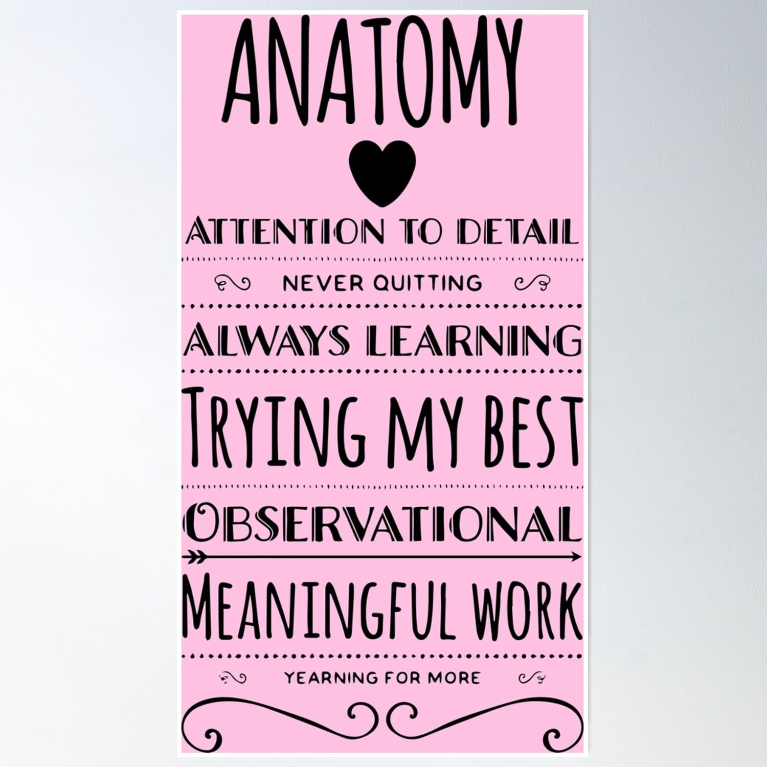 DOPAPRINT Anatomy Life Acronym Design Poster Wall Art, Modern Wall ...