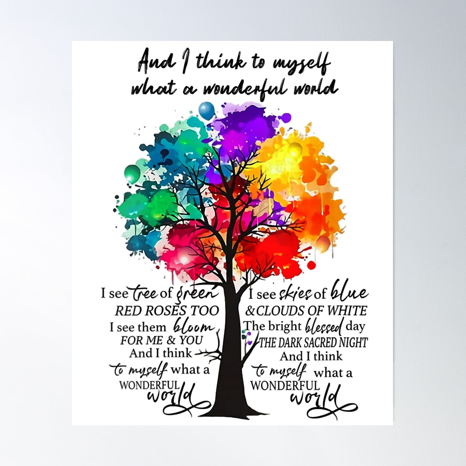 DOPAPRINT And I Think To Myself What A Wonderful World Poster Wall Art, Modern Wall Decor NO ...
