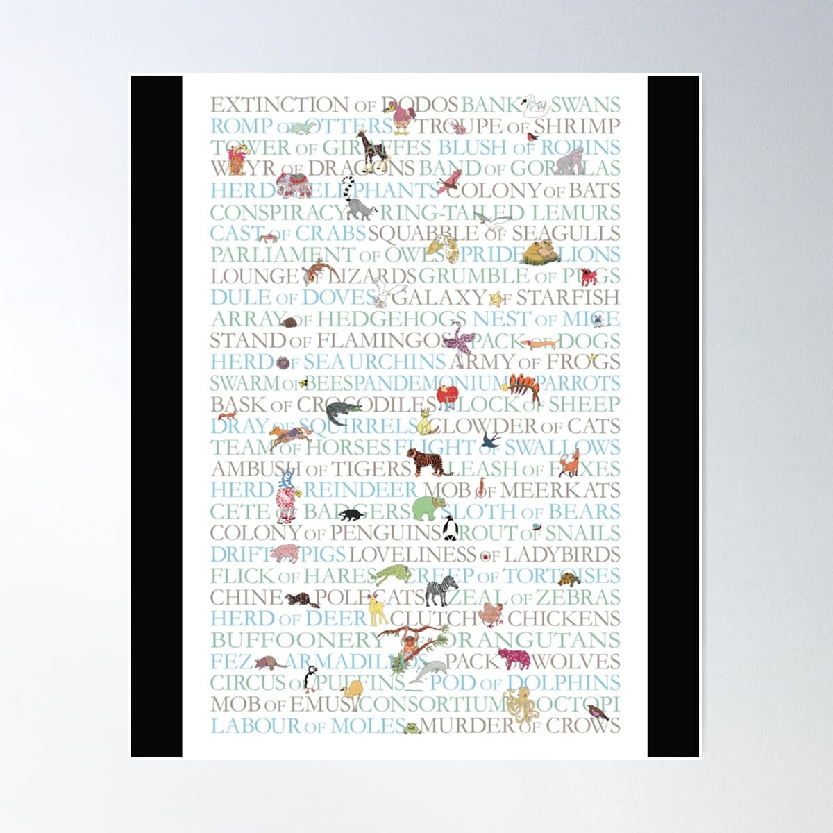 DOPAPRINT Animal Collective Nouns Poster Wall Art, Modern Wall Decor NO ...