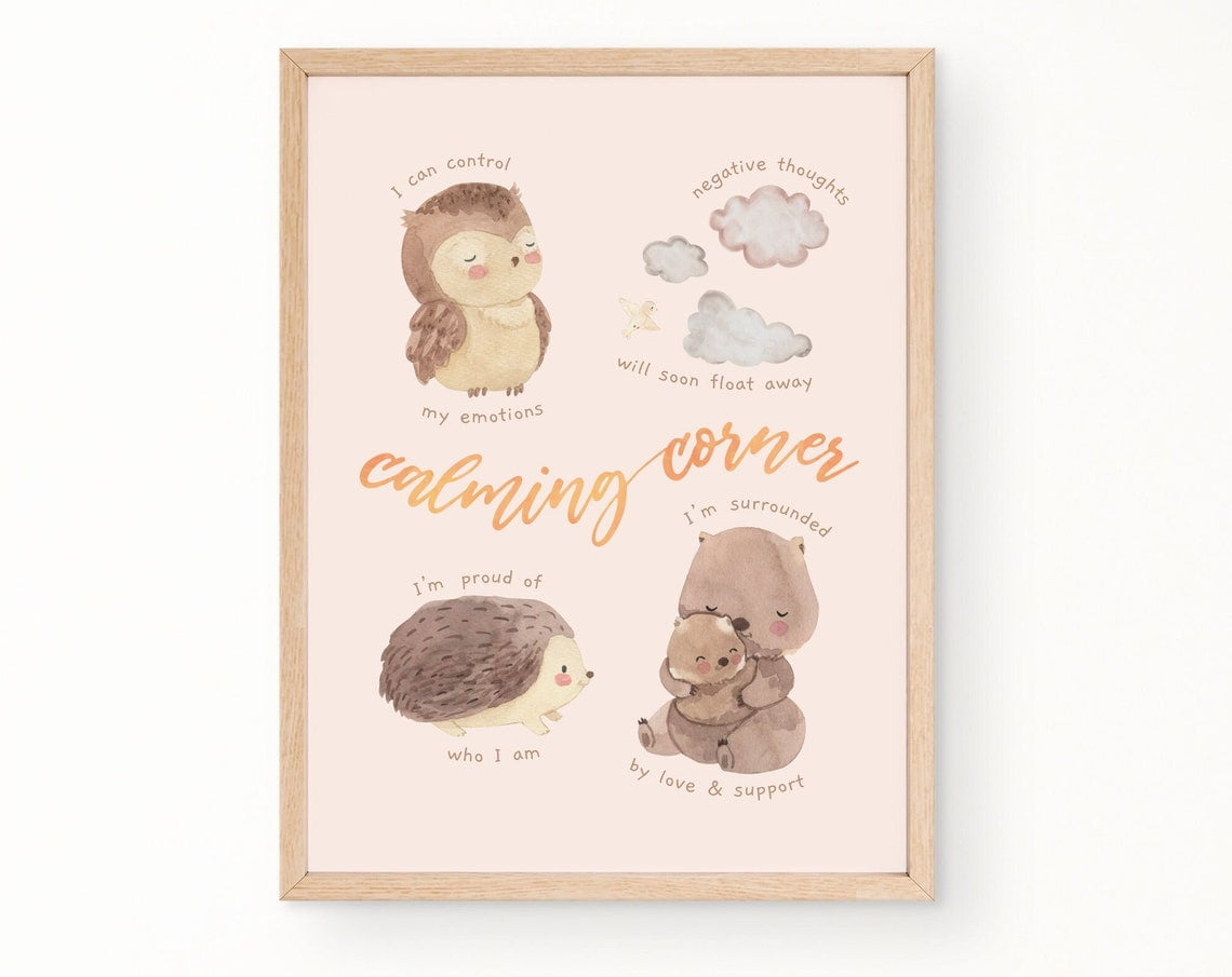 DOPAPRINT Animal Theme Calm Corner Educational Poster, Watercolor Cute ...