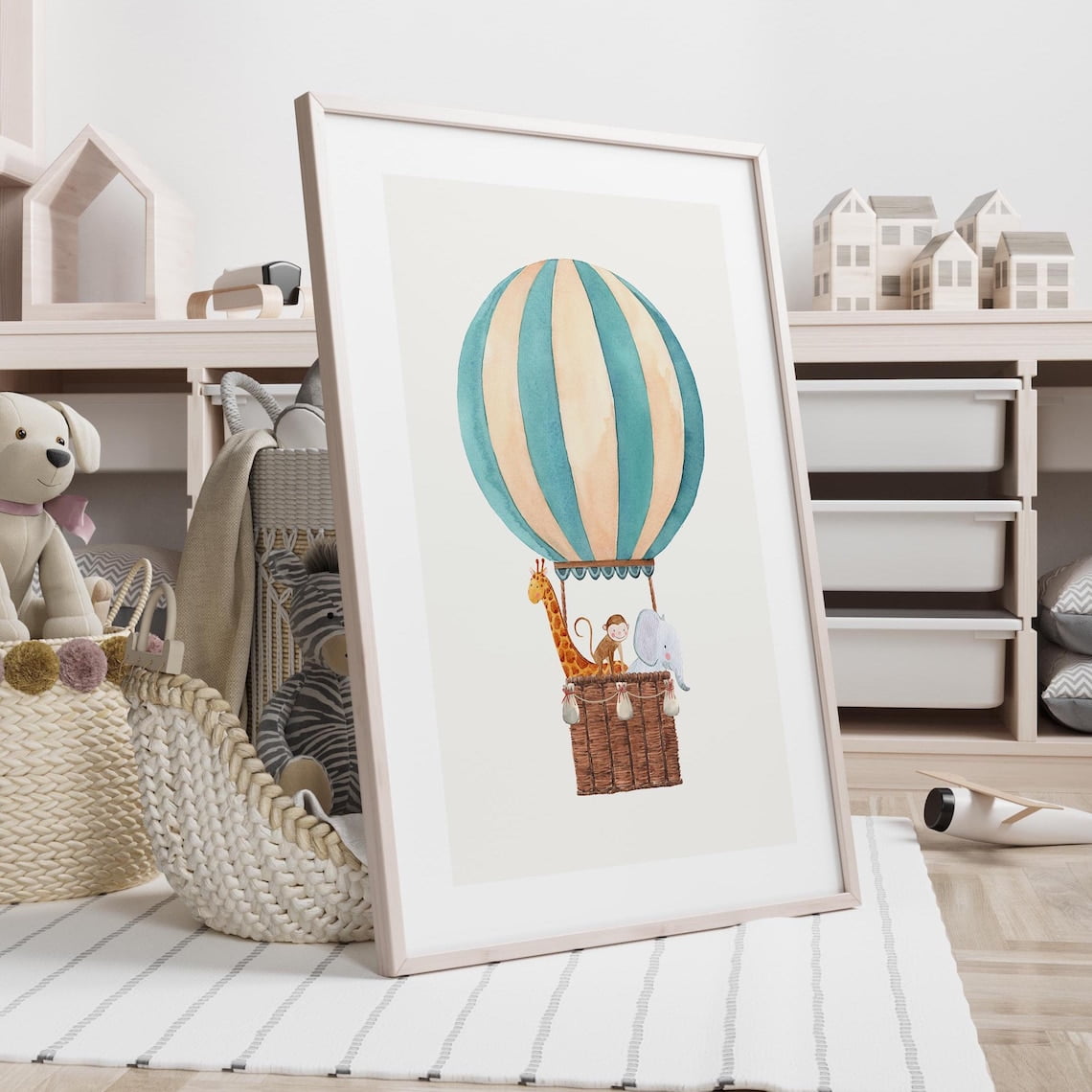 DOPAPRINT Animals In A Hot Air Balloon Print - Nursery Decor Wall Art ...