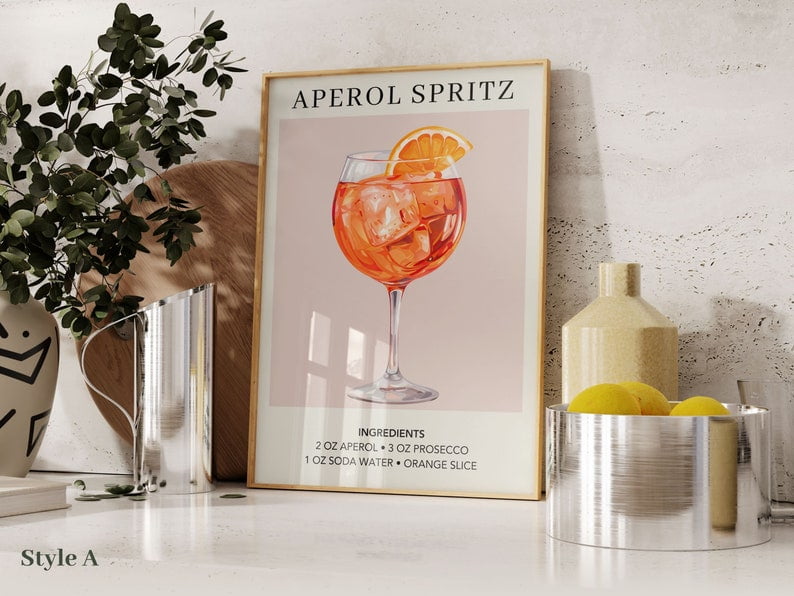 DOPAPRINT Aperol Spritz Art Print | Bar Cart Decor Cocktail Poster ...