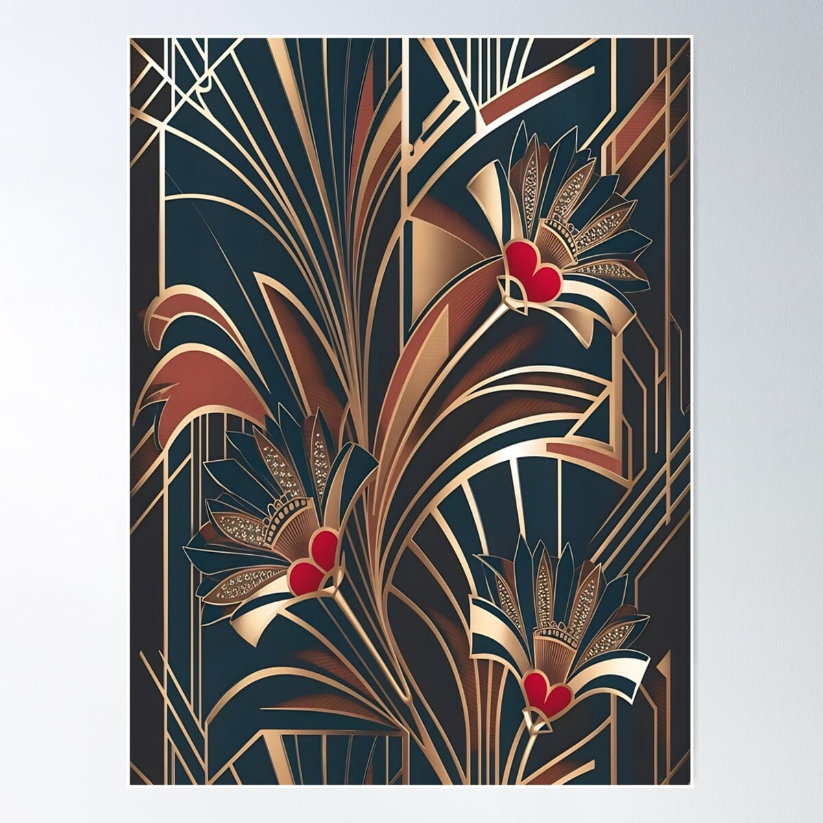 DOPAPRINT Art Deco Floral Pattern Poster Wall Art, Bedroom NO FRAMED ...