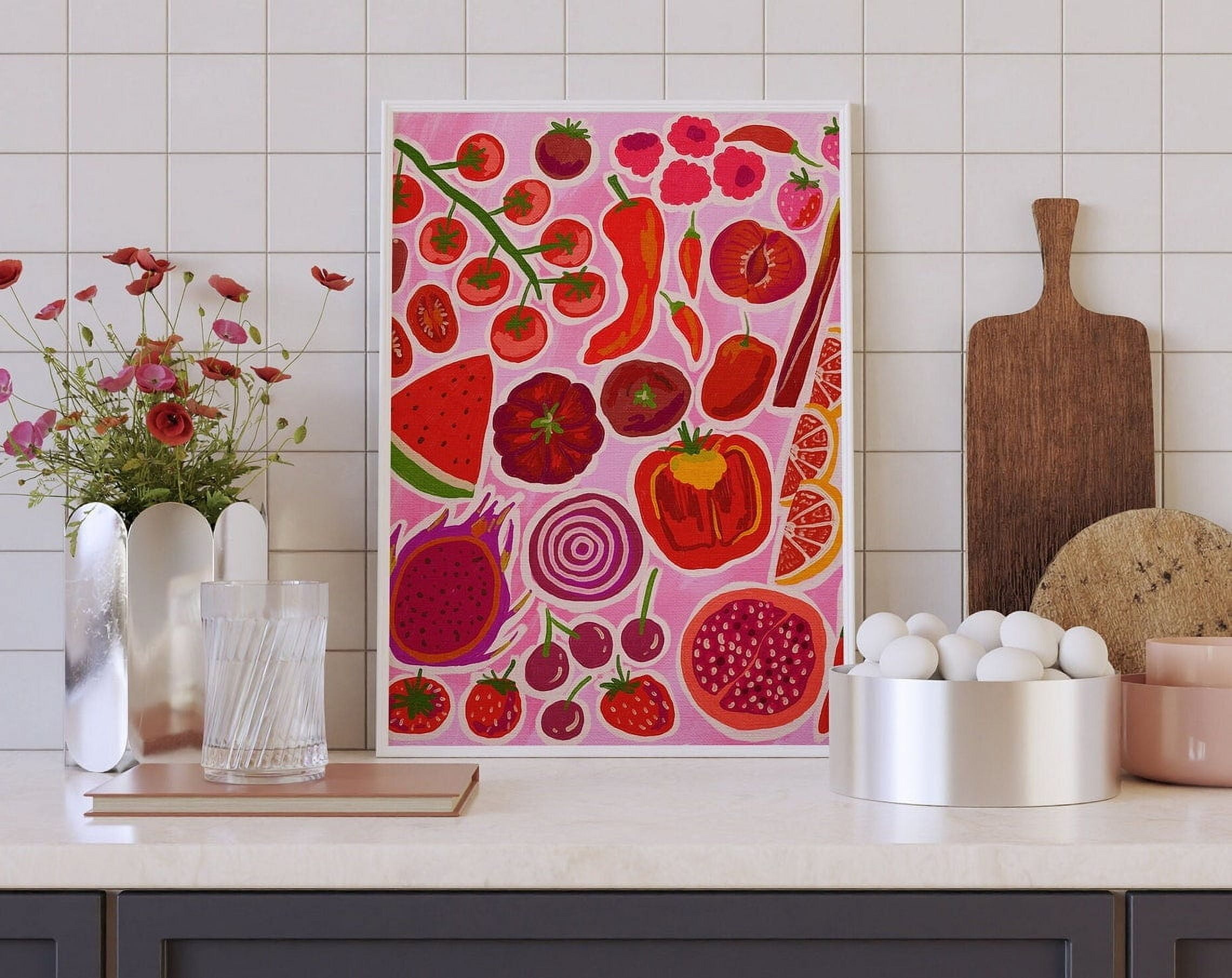 DOPAPRINT Assorted Red Fruits And Vegetables Poster, Colorful Wall Art ...