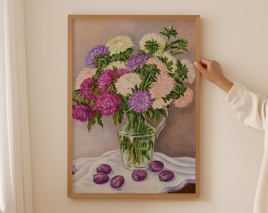 DOPAPRINT Aster Flower Print, Moody Still Life Print, Vintage Art Print, Neutral Still Life ...