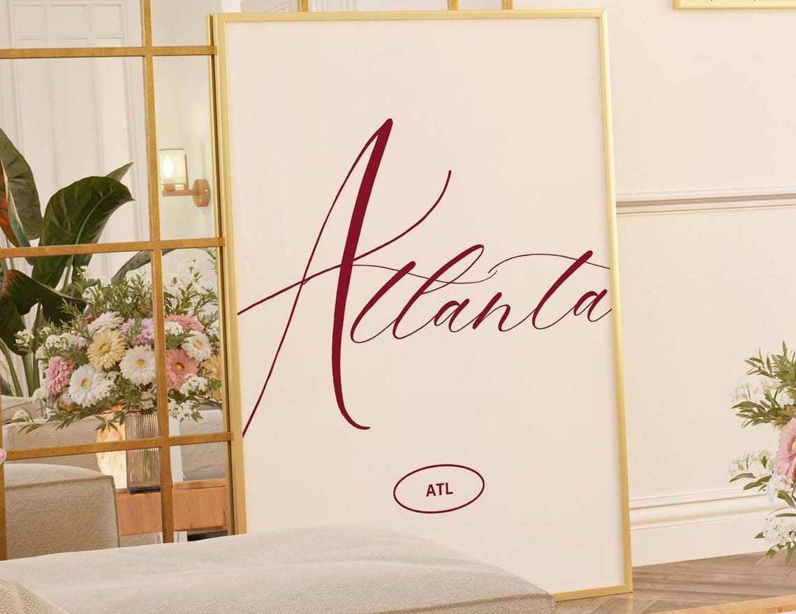 DOPAPRINT Atlanta Wall Art Retro Atown Poster Vintage City Print Atl ...