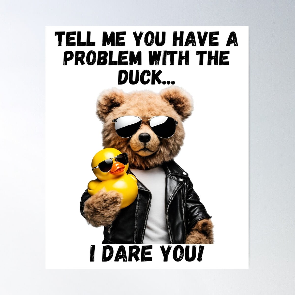DOPAPRINT Badass Teddy Bear With Rubber Ducky Funny & Quirky Tough Guy ...