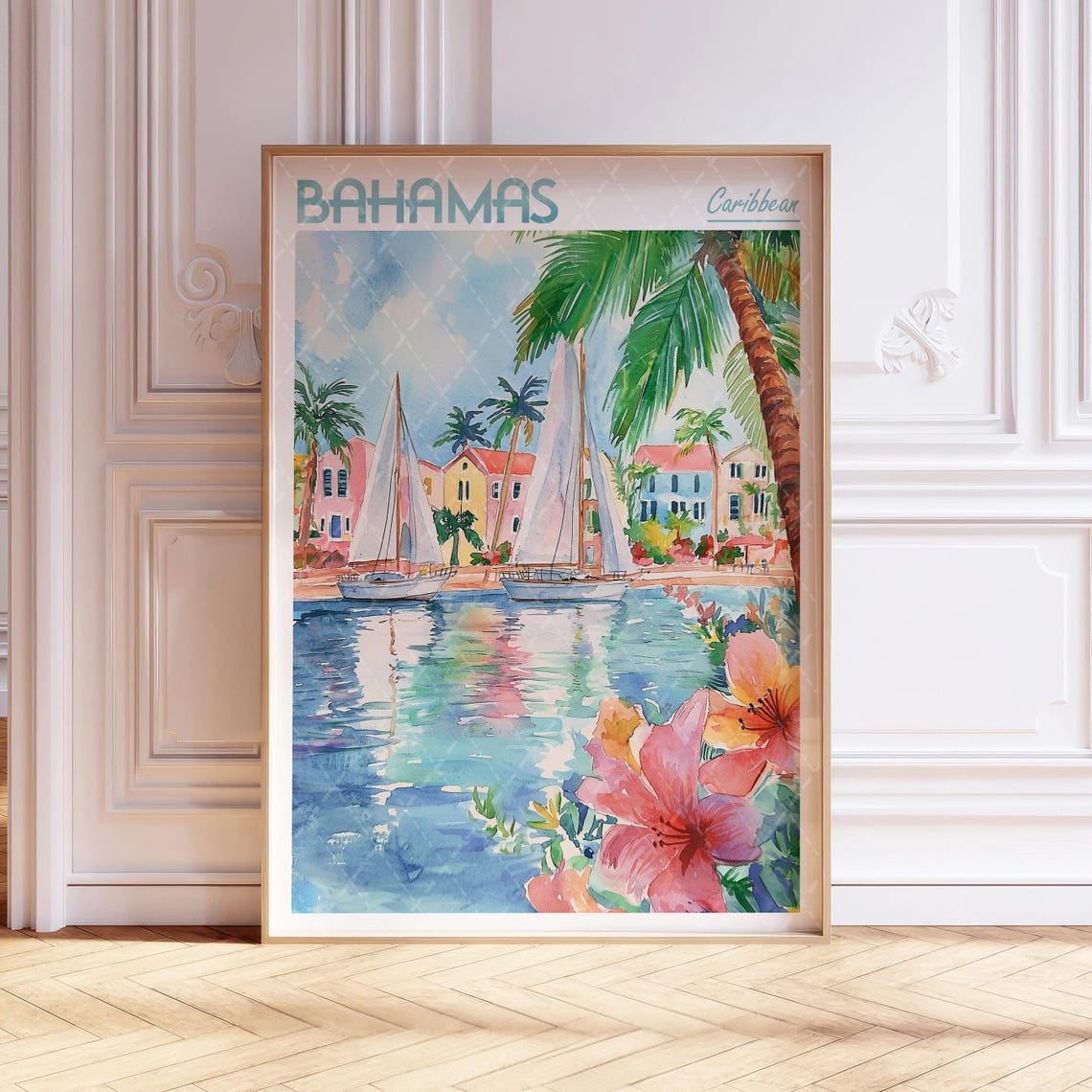 DOPAPRINT Bahamas Watercolor Poster - World Cities Wall Art - Tropical ...