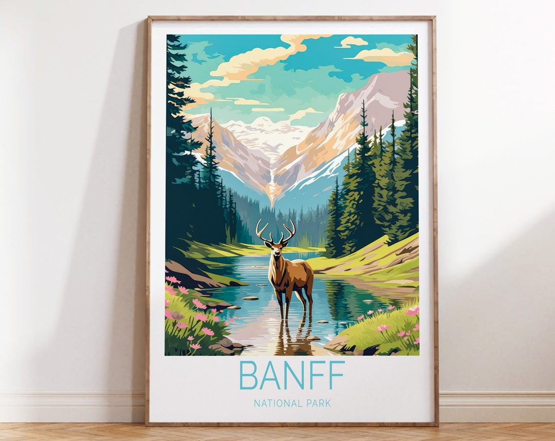 DOPAPRINT Banff National Park Travel Poster, Banff Canada Poster, Banff National Park Travel ...