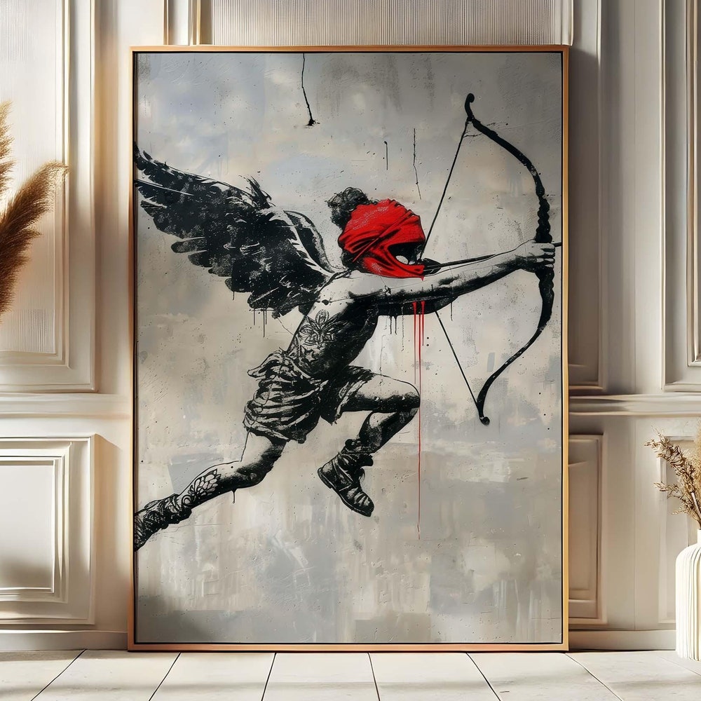 DOPAPRINT Banksy Inspired Cupid Wall Art Modern Graffiti Poster Urban ...