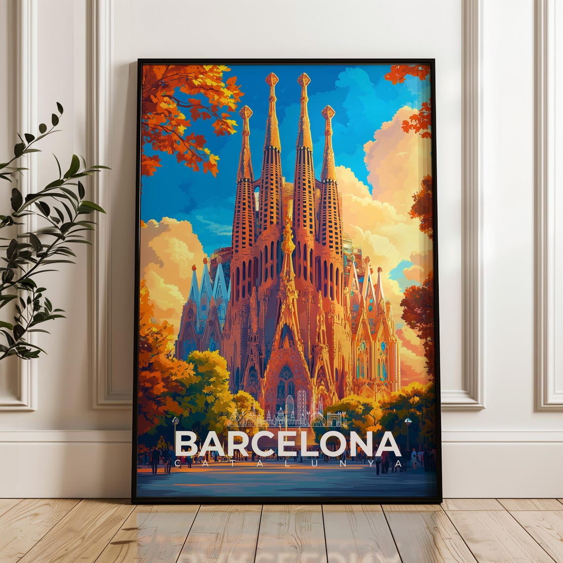 DOPAPRINT Barcelona Poster - Spain Wall Art Print, Iberia Illustration ...