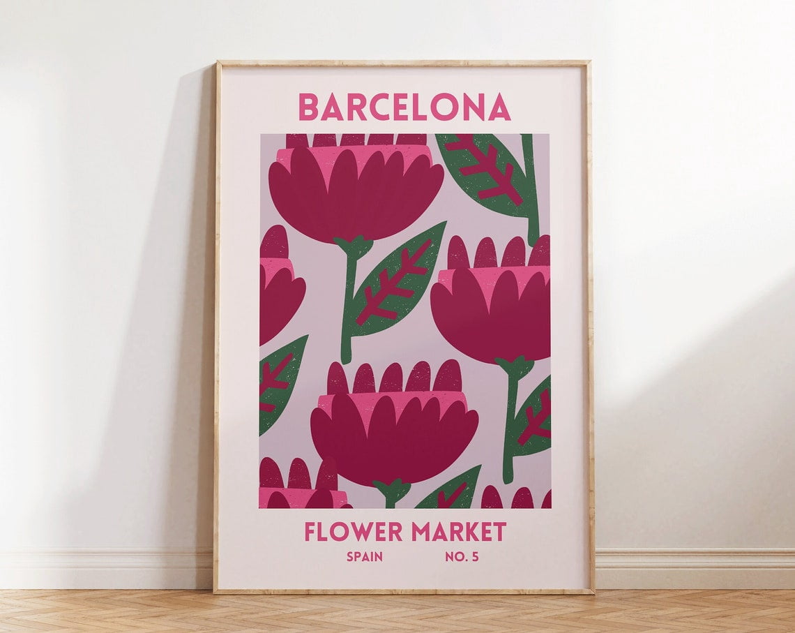 DOPAPRINT Barcelona Print Spanish Flower Market Wall Art Barcelona ...