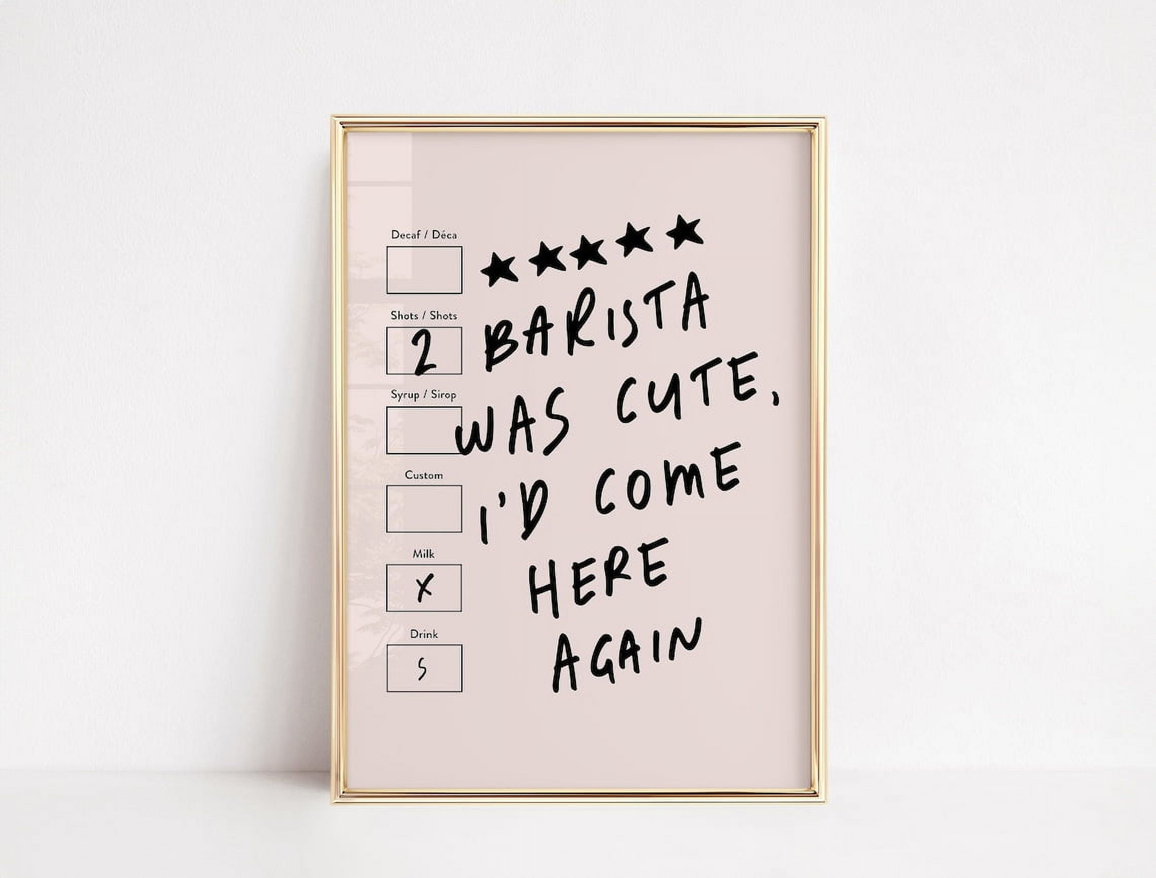 DOPAPRINT Barista Was Cute, Coffee Cup Review Quote Poster, Coffee ...