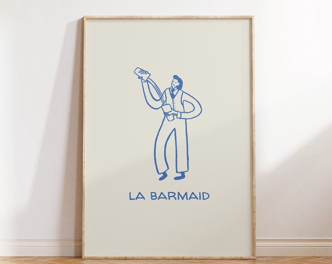DOPAPRINT Bartender Print French Bar Decor La Barmaid Poster Preppy Bar ...