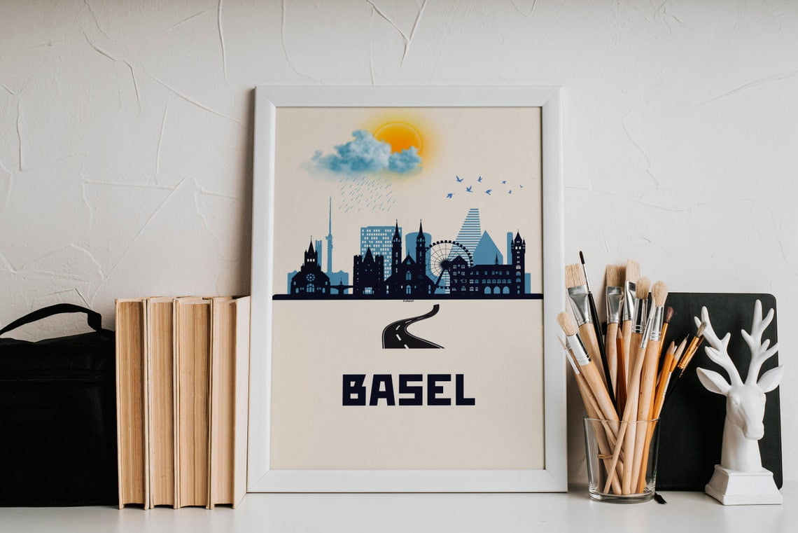 DOPAPRINT Basel Travel Poster, Minimalist City Poster, Europe Travel ...