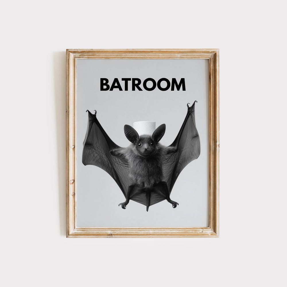 DOPAPRINT Bat With A Toilet Paper Roll On The Head, Batroom, Printable ...