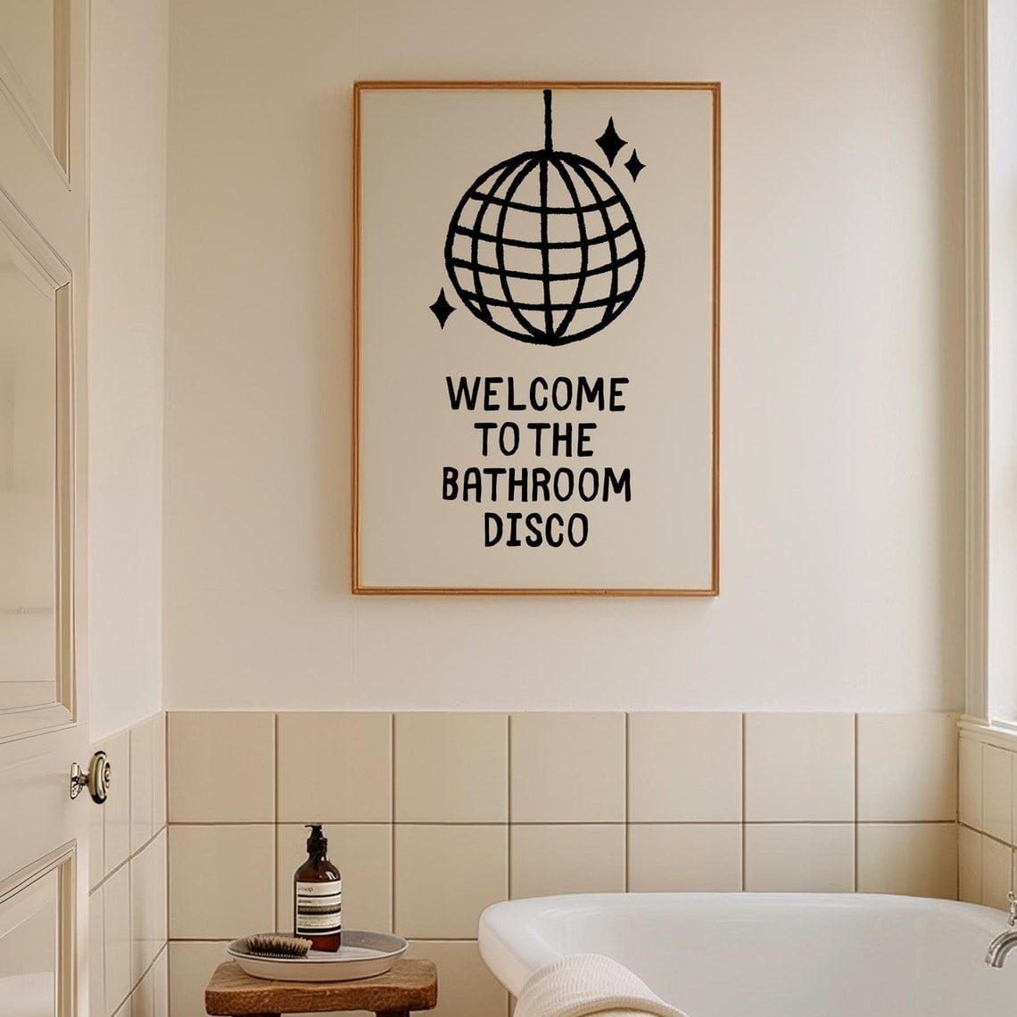 DOPAPRINT Bathroom Disco, Cute Bathroom Decor, Retro Bathroom Wall Art ...