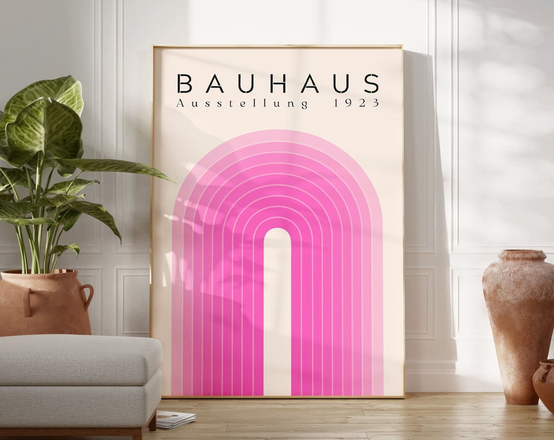 DOPAPRINT Bauhaus Poster Print, Pink Bauhaus Printable Exhibition ...