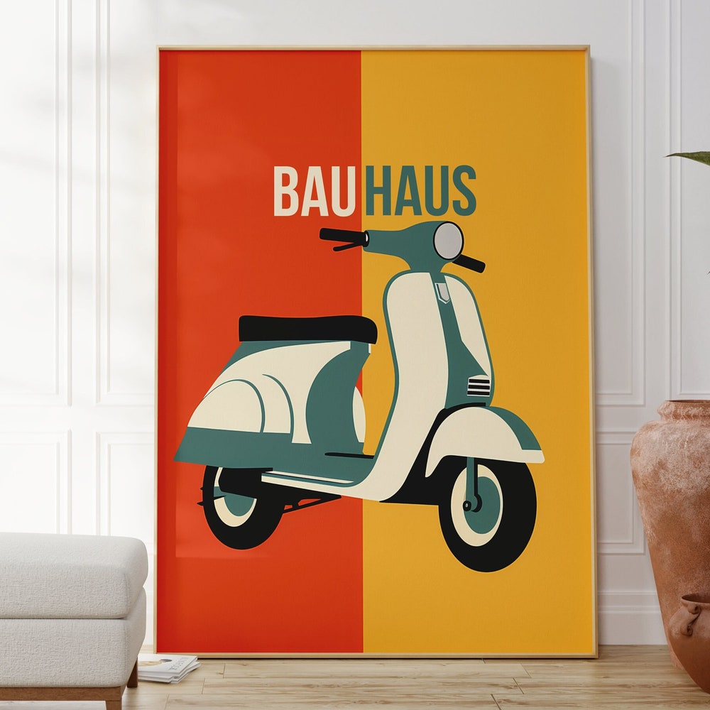DOPAPRINT Bauhaus Poster - Scooter - Arts and Crafts as Bauhaus Wall ...