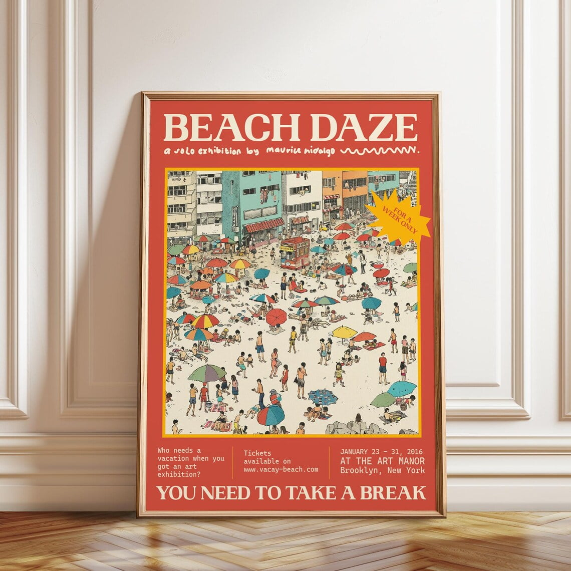 DOPAPRINT Beach Art Wall Decor - Beach Daze Art Exhibition Poster - Maurice Hidalgo Solo Show ...