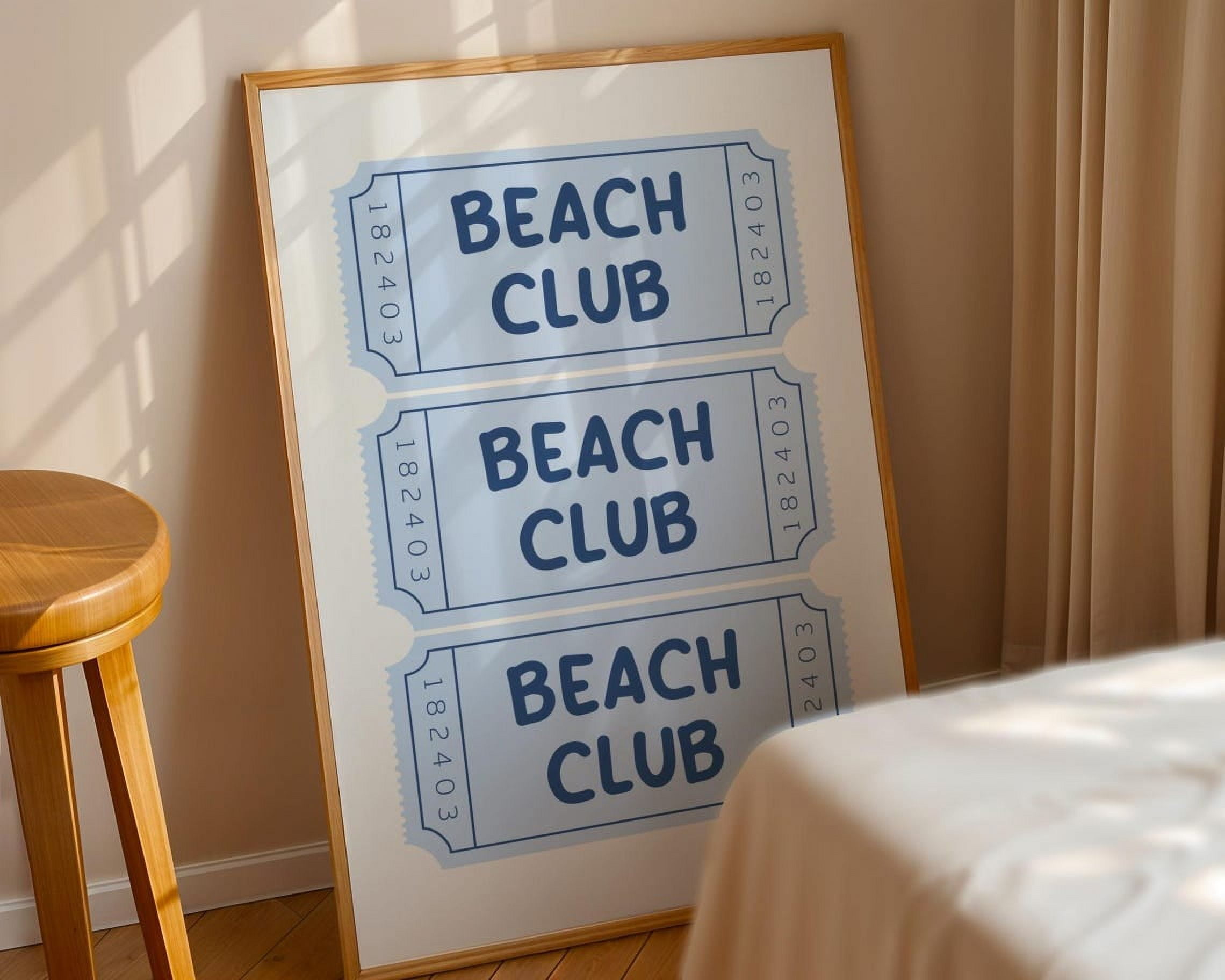 DOPAPRINT Beach Club Ticket Wall Art, Retro Ticket Art Print, Vintage ...