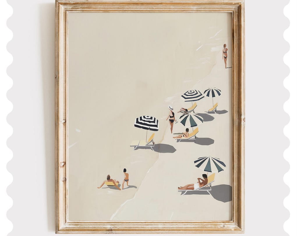 DOPAPRINT Beach Scene Print Modern Coastal Wall Art, Summer Umbrella ...