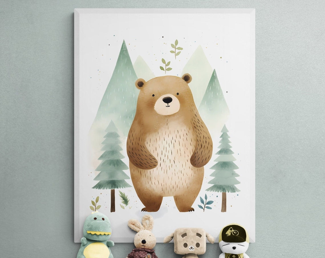 DOPAPRINT Bear Print, Nursery Bear, Bear Art, Woodland Bear, Woodland ...