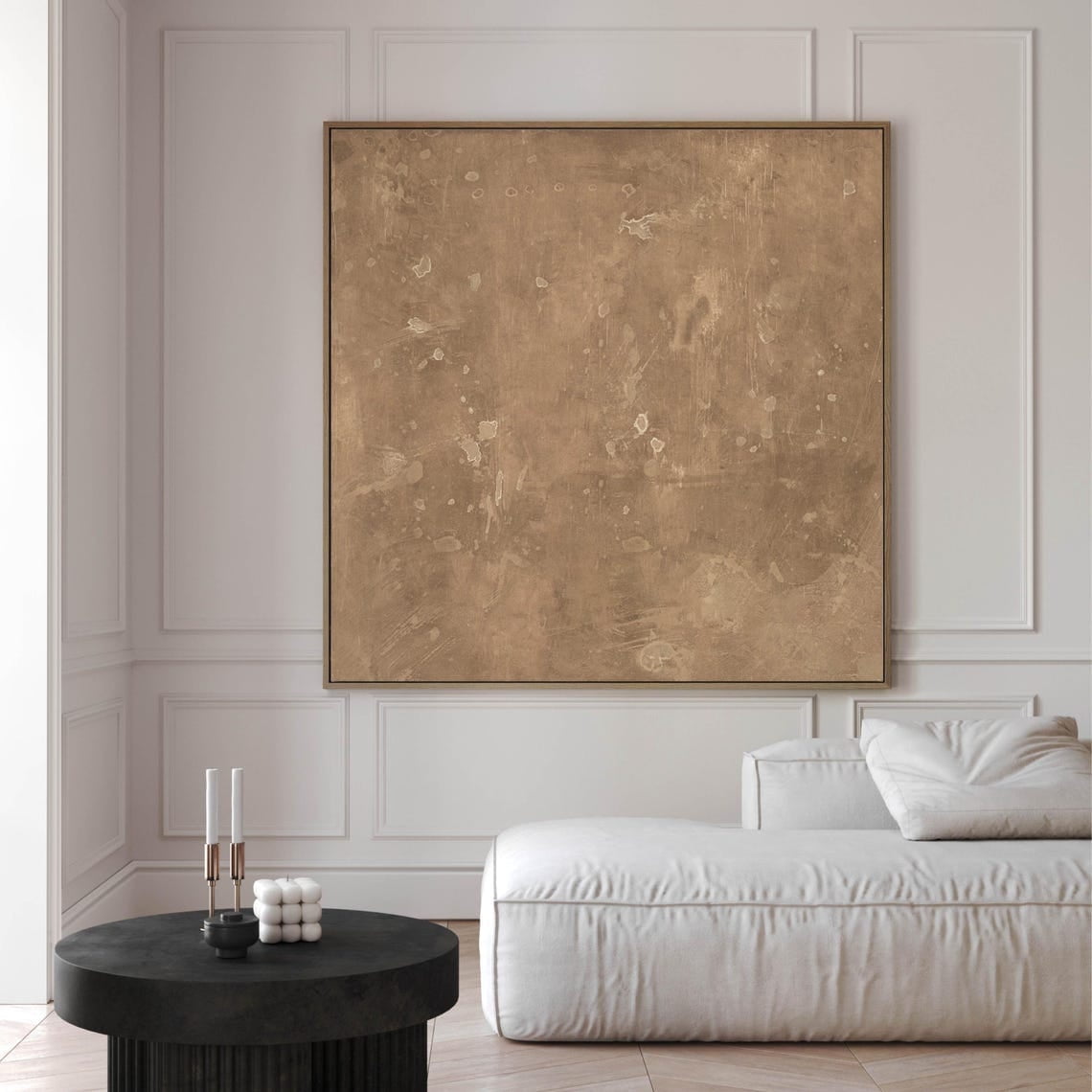 DOPAPRINT Beige Wabi Sabi Wall Art, Abstract Art Square Print, Minimalist Wall Art, Large Living ...