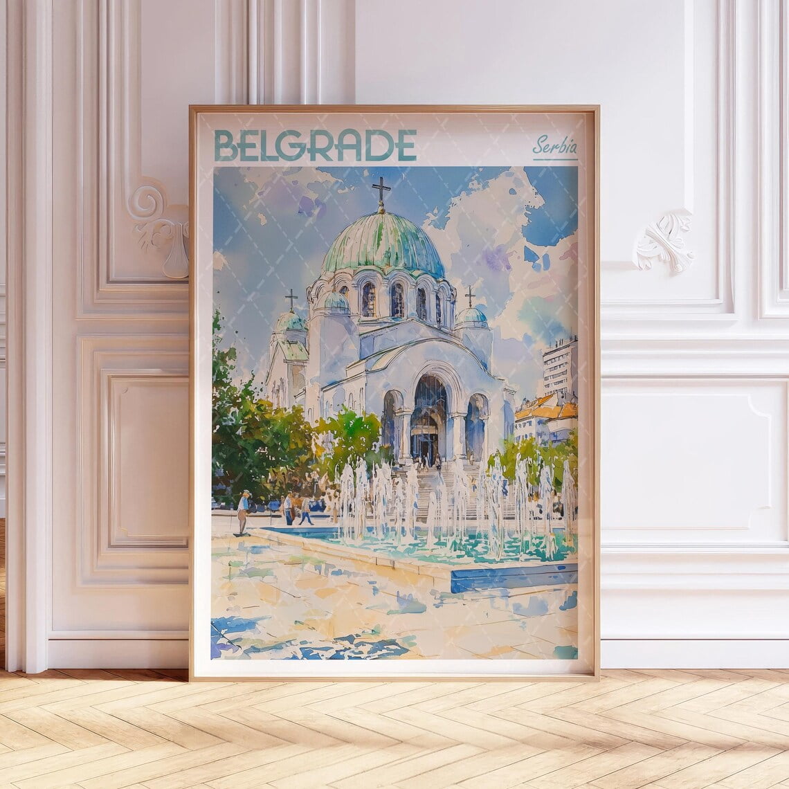 DOPAPRINT Belgrade Watercolor Poster - World Cities Wall Art - Serbia ...